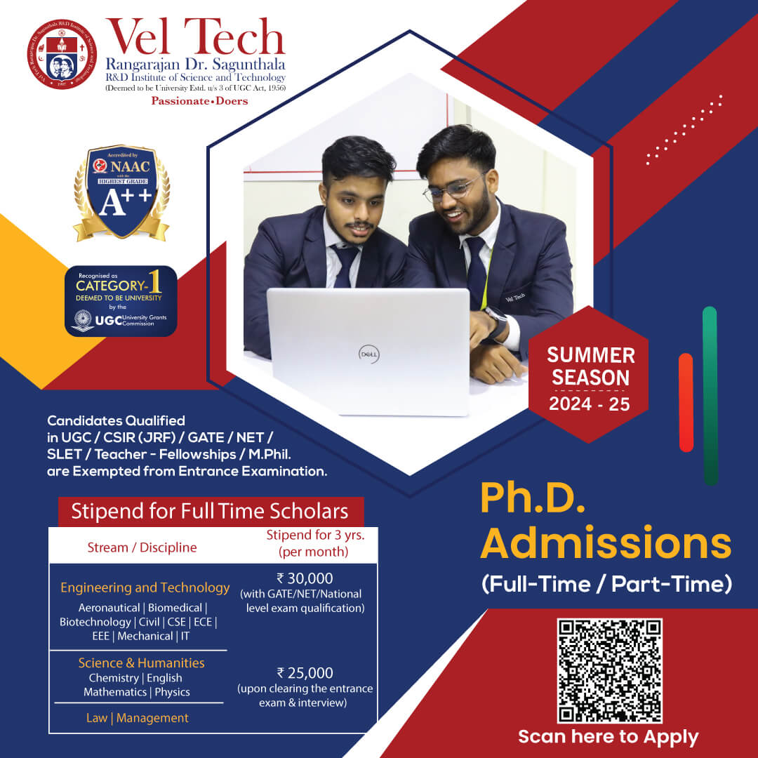 Top Leading University in India | Vel Tech University Admissions Open 2025